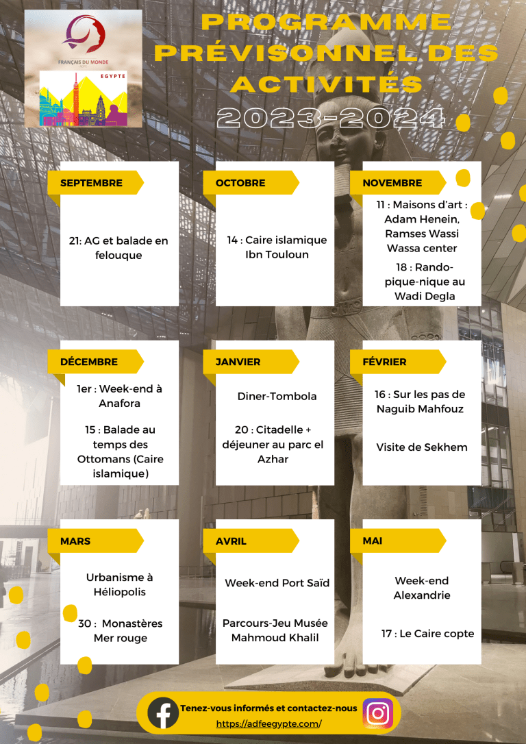 Programme prévisionnel des activités 2023-2024 – Adfe Egypte